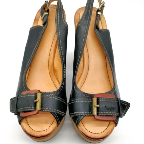 Nicole | Shoes | Nicole Ritzy Platform Slingback Sandals Black Buckle 9 | Poshmark